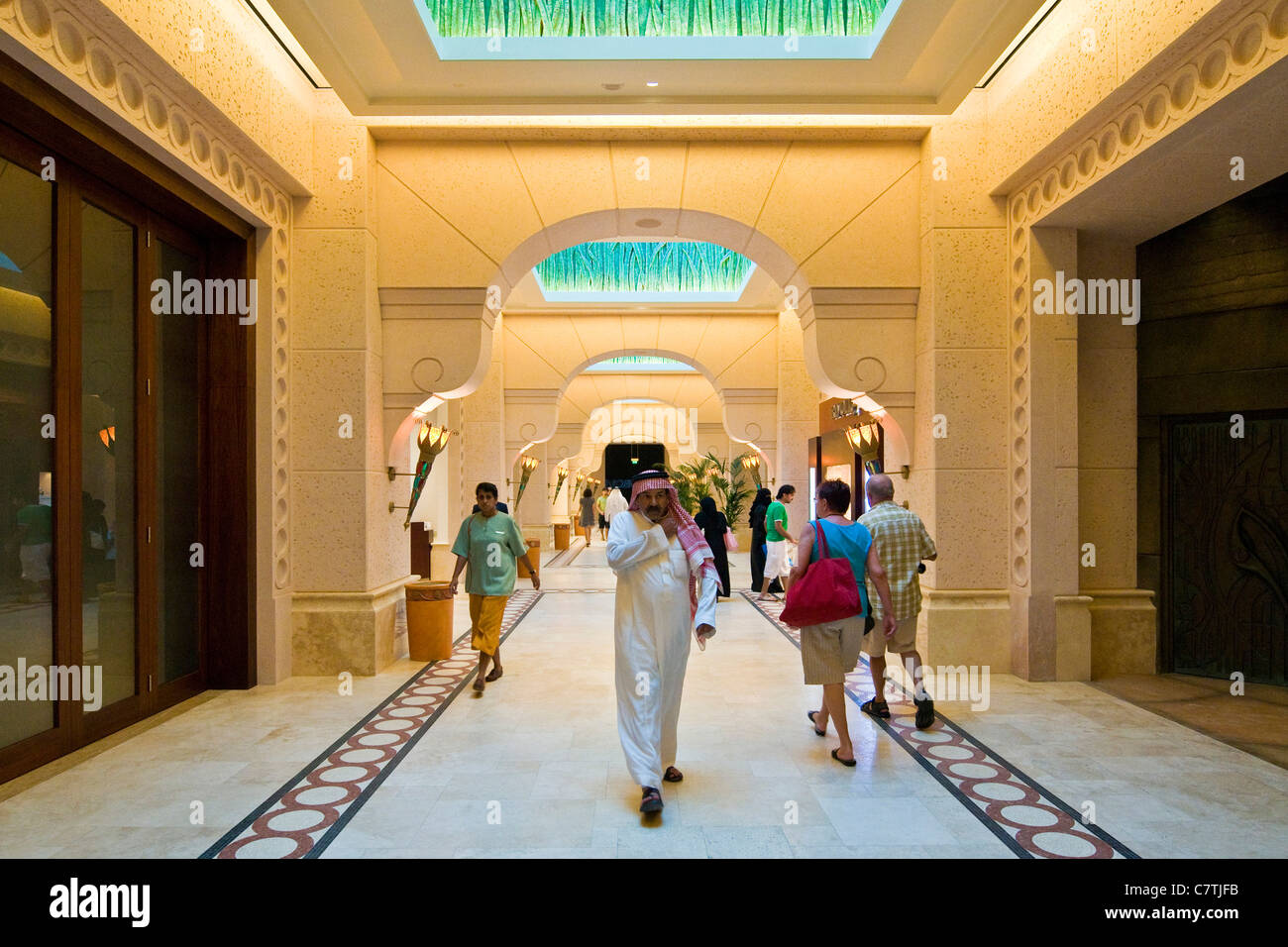 Dubai, United Arab Emirates, the hall of the Atlantis Palm Hotel Stock ...