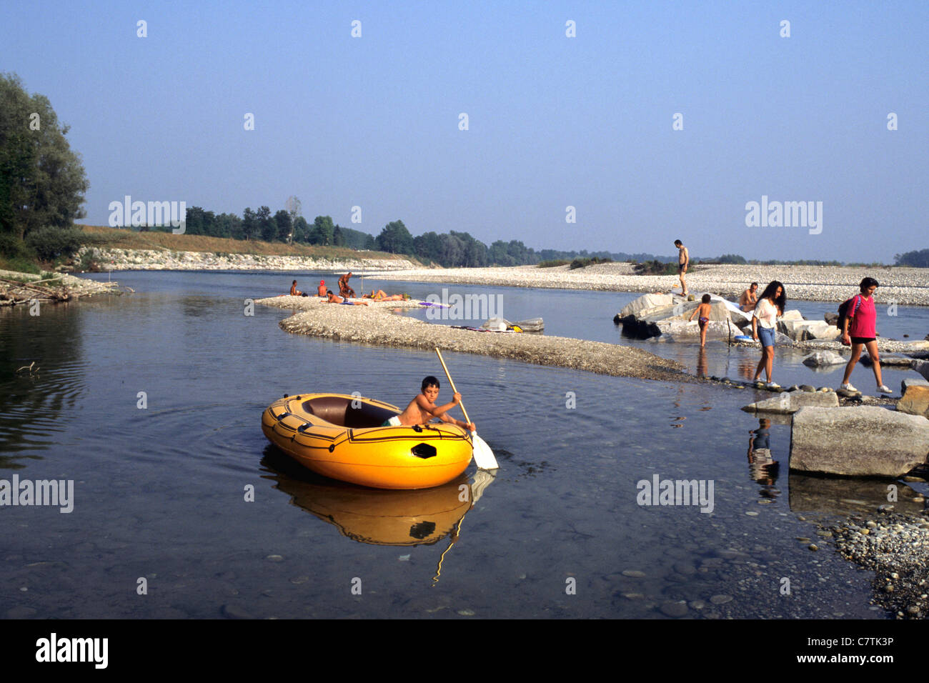 Italy, Lombardy, Ticino Park, Castelletto di Cuggiono, Ticino river in ...