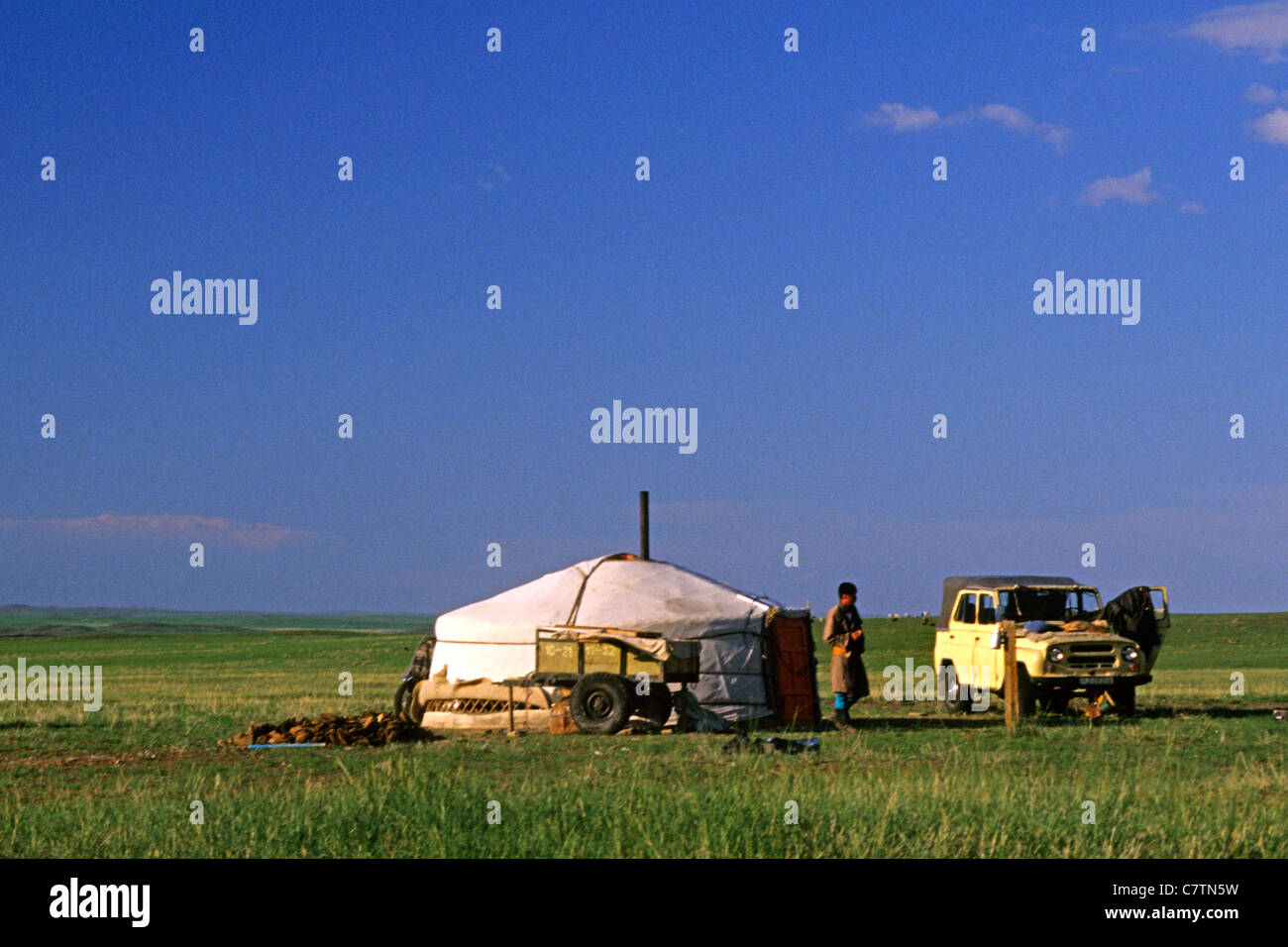Mongolia, steppe traditional tent (yurt Stock Photo - Alamy