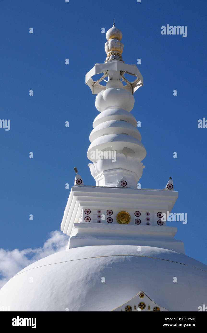 The top of Shanti Stupa. Shanti Stupa is a peace stupa built to promote ...