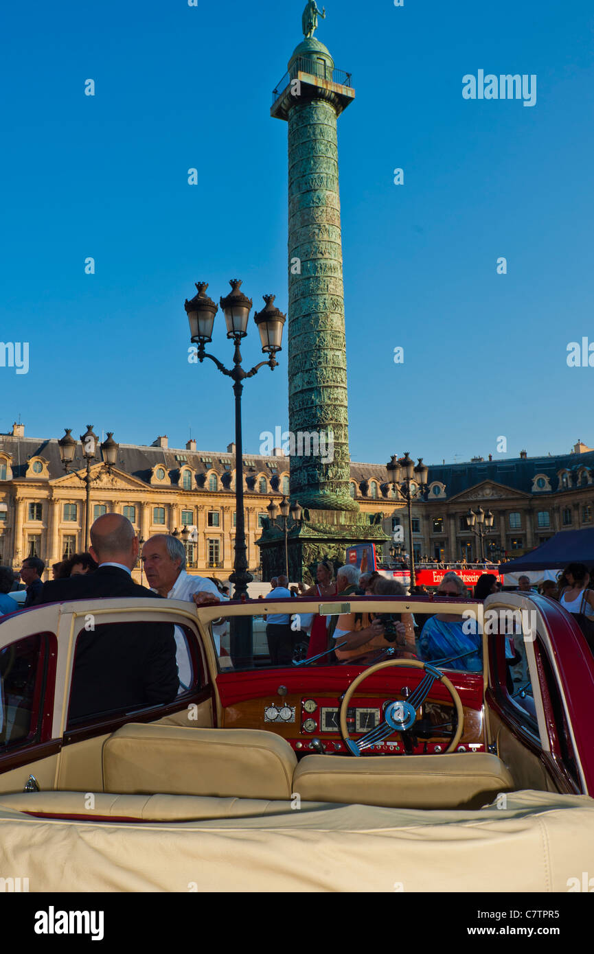 Paris, France, Street Scene, Antique Cars, Opel, on Place Vendome, with ...