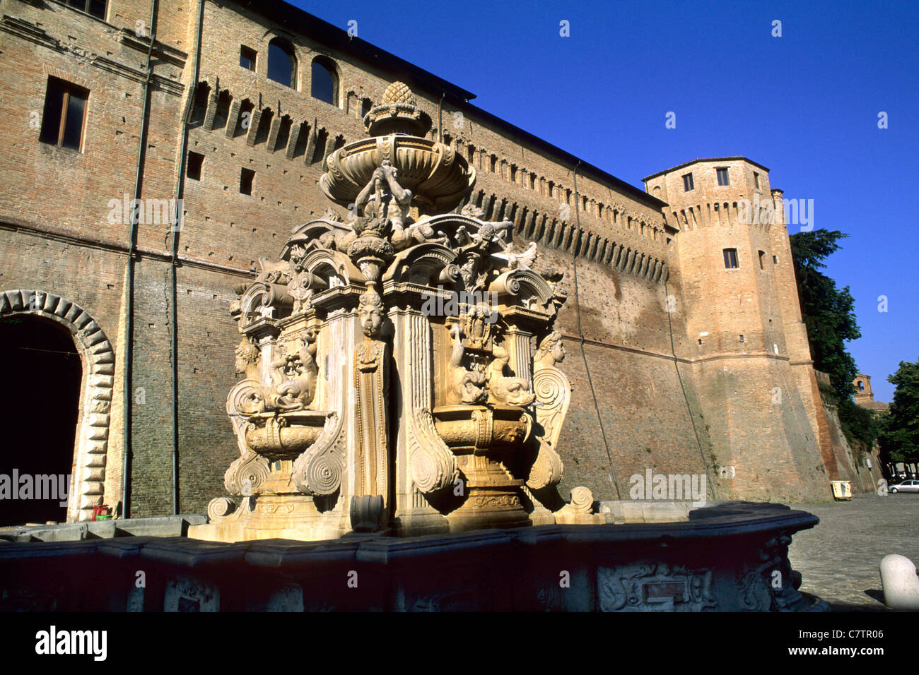 Emilia Romagna, Cesena, Piazza del Popolo, The Masini fountain Stock ...