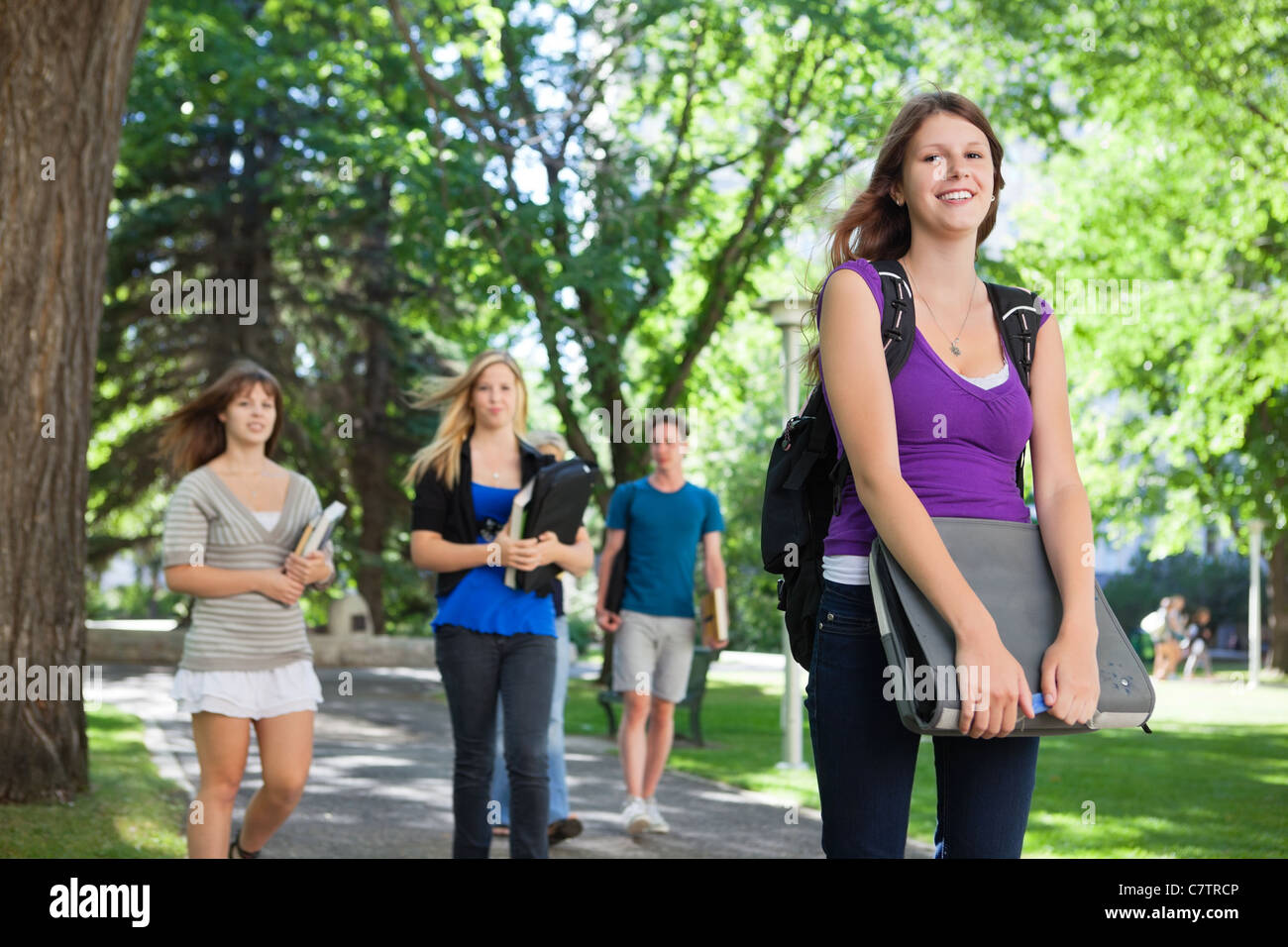 College students on way to class hi-res stock photography and images ...
