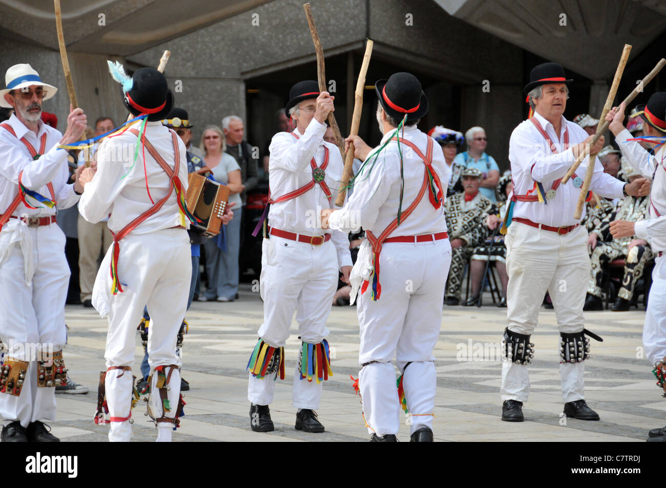 Morris men dancers sticks bells folk dancers Old English Stock Photo ...