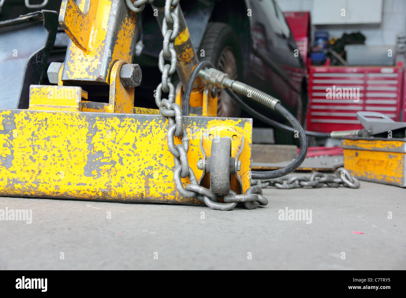 Chassis Machine in Auto Workshop Stock Photo - Alamy