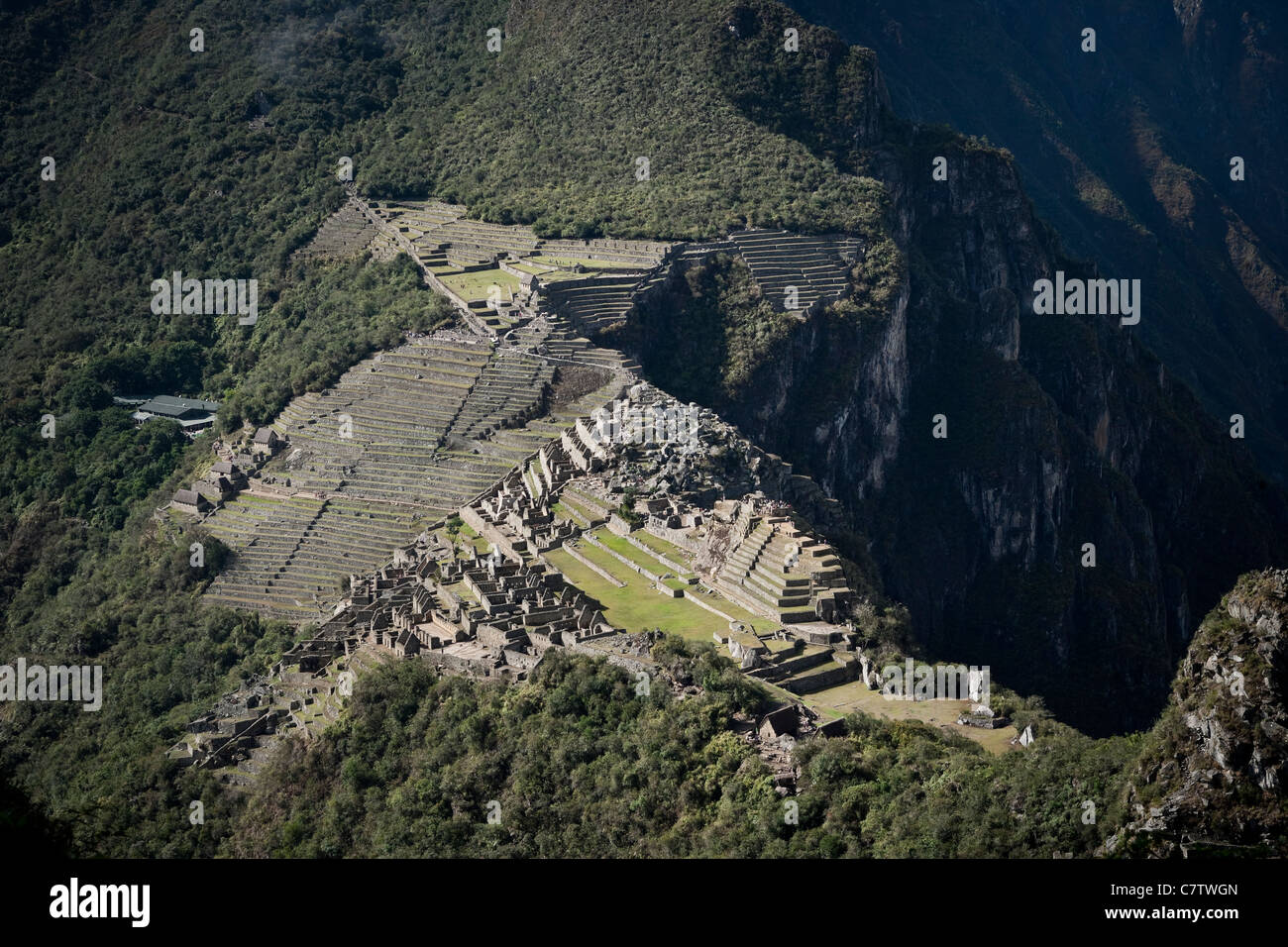 Panoramic view of Macchu Picchu from Wayna Picchu Stock Photo - Alamy
