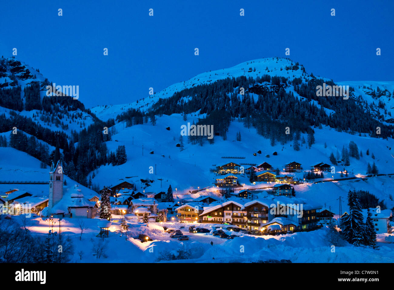 Italy, Veneto, Arabba, the town at night Stock Photo - Alamy