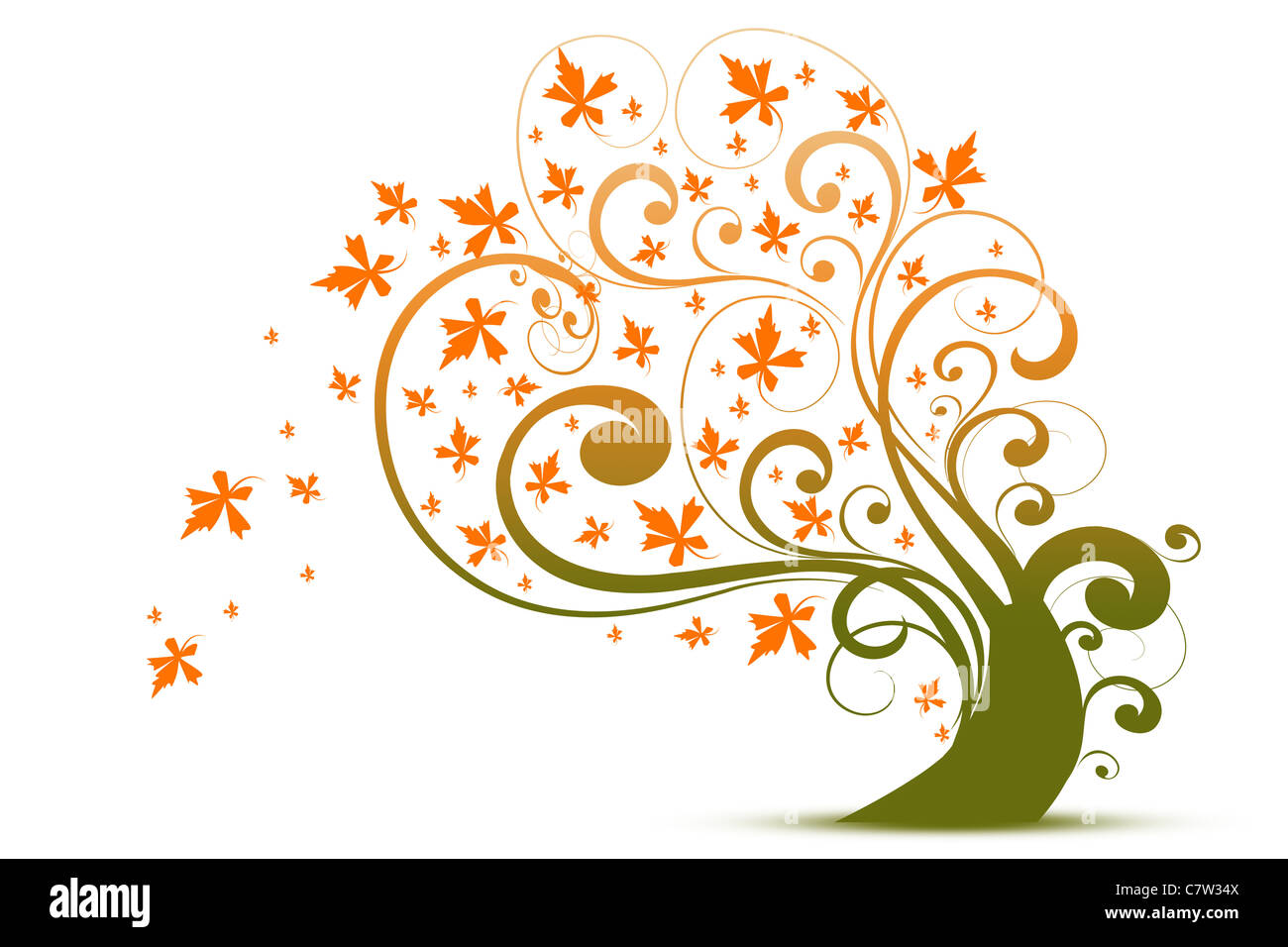 Abstract autumn tree isolated on white background Stock Photo - Alamy