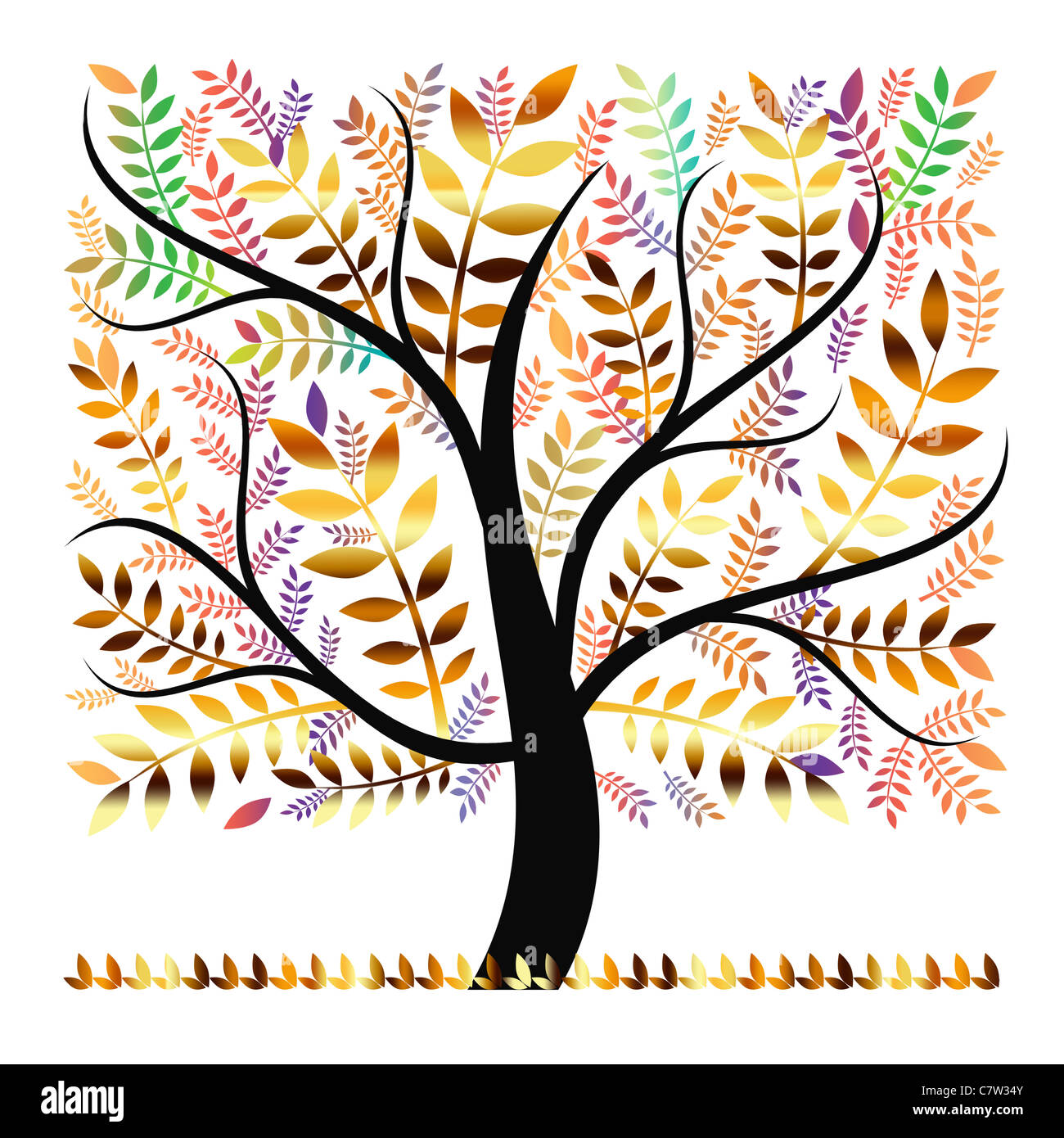 Colorful autumn tree isolated on white background Stock Photo - Alamy