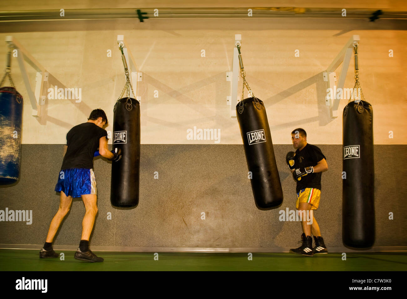 Two boxers training Stock Photo - Alamy