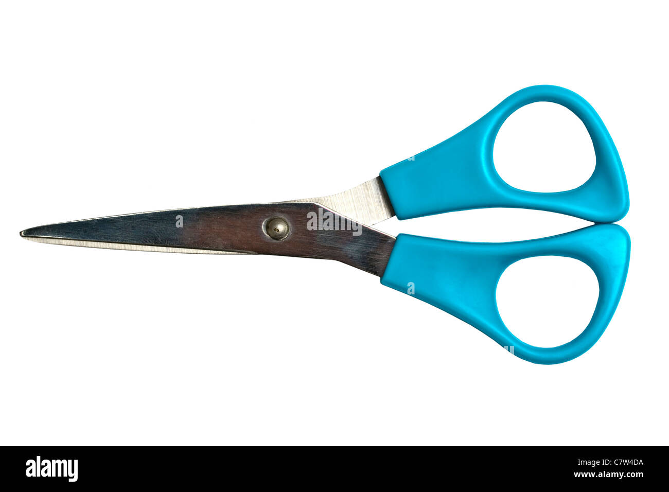 Blue scissors isolated on white background Stock Photo - Alamy