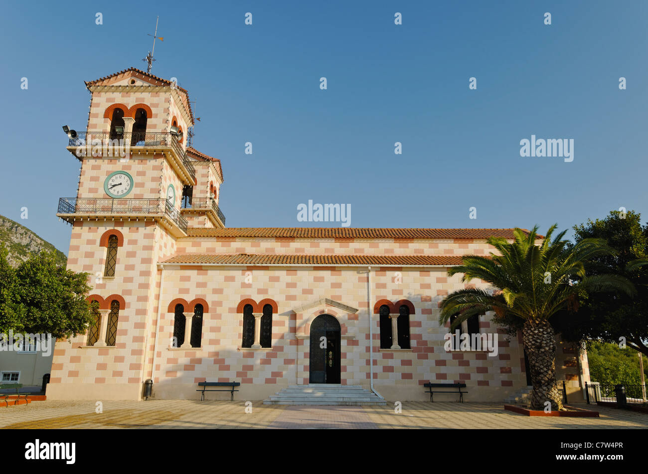 The main Greek church in Katastari village on the island of Zakynthos ...