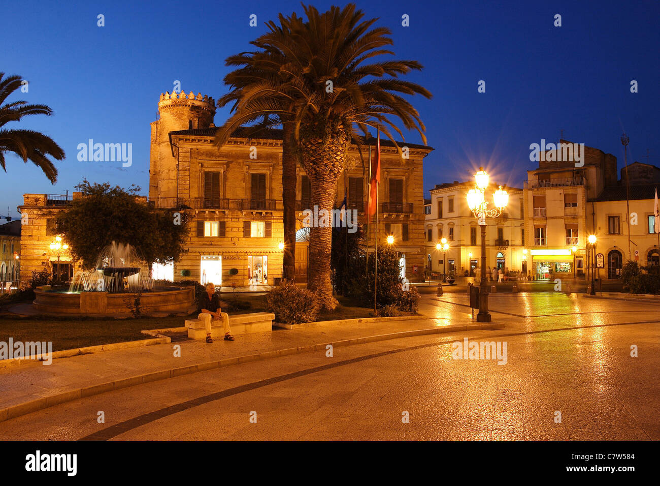 Italy, Abruzzo, Vasto, historical center Rossetti Square at night Stock ...