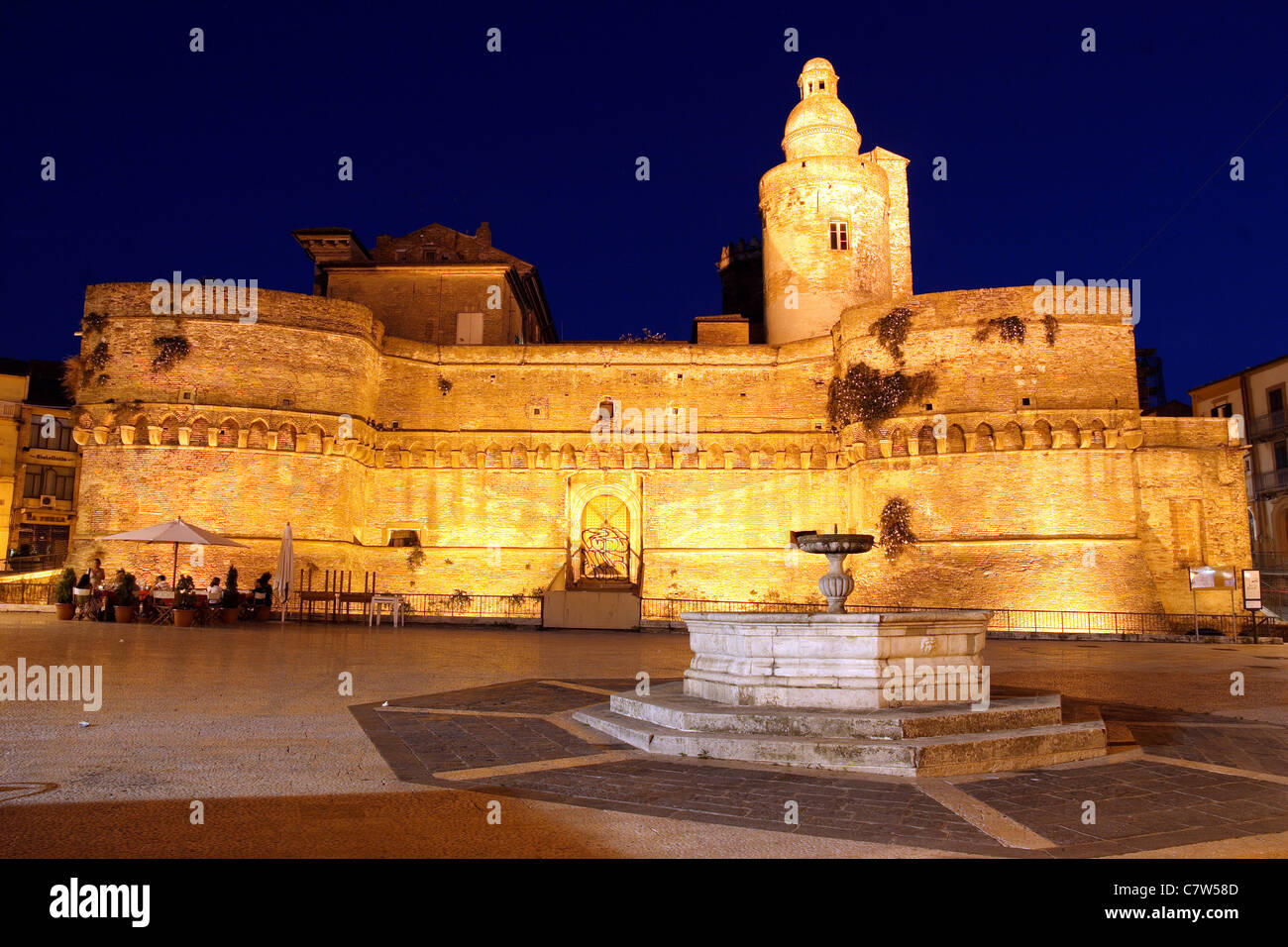 Italy, Abruzzo, Vasto, Rossetti Square, Caldoresco Castle Stock Photo ...