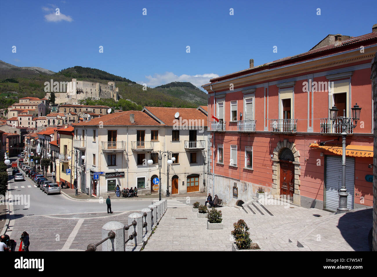 Italy, Basilicata, Brienza, historical center Caracciolo castle Stock ...