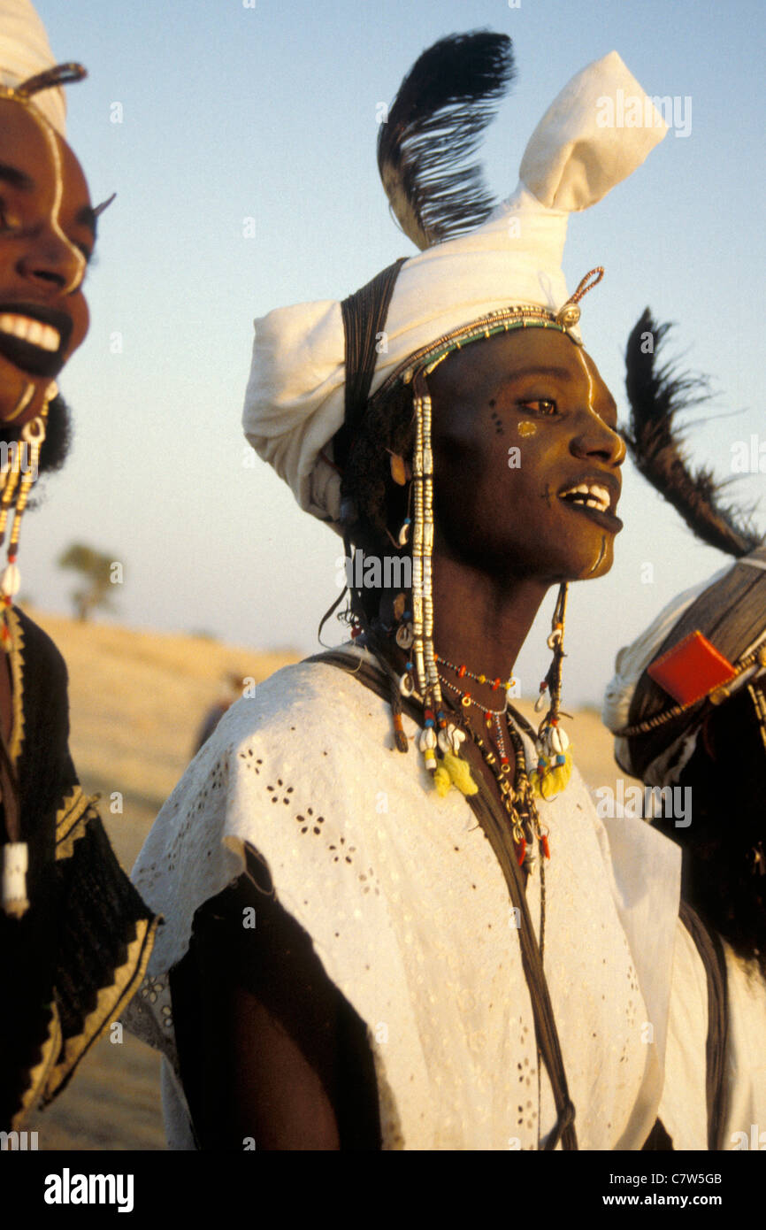 Africa, Niger, portrait of an Ingal Niger member of the Wadabe tribe at ...