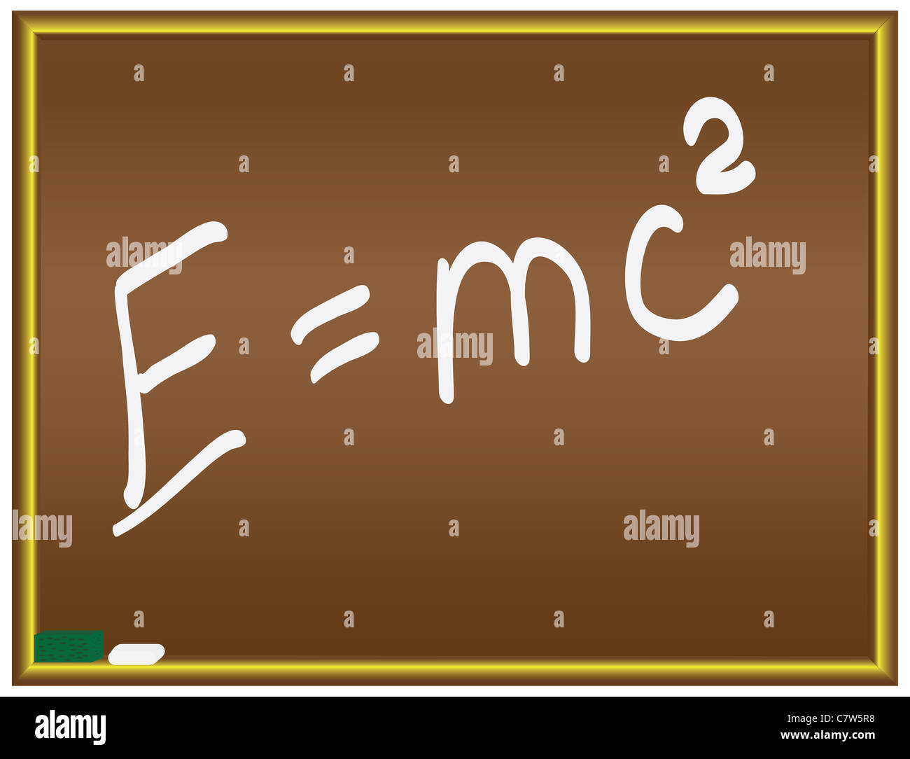 Einstein formula on a chalkboard illustration Stock Photo - Alamy