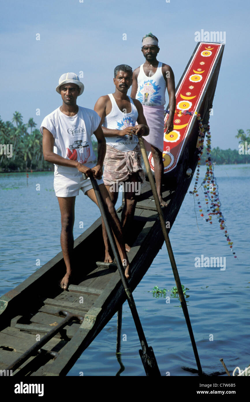 India, Kerala, boatmen Stock Photo - Alamy