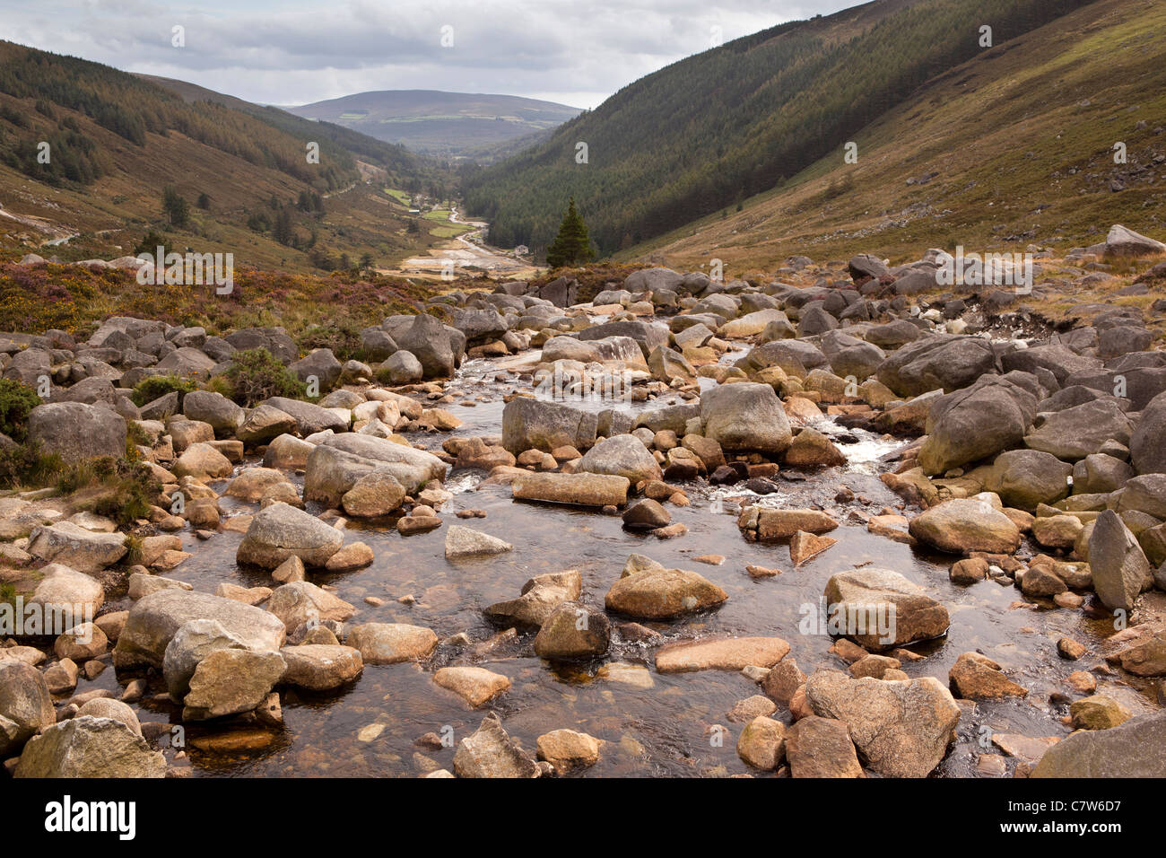 Ireland, Co Wicklow, Wicklow Gap, Avonmore River flowing from mountains ...
