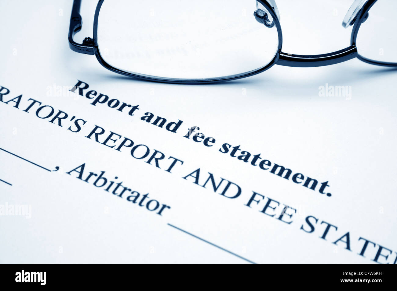 Report and fee statement Stock Photo - Alamy