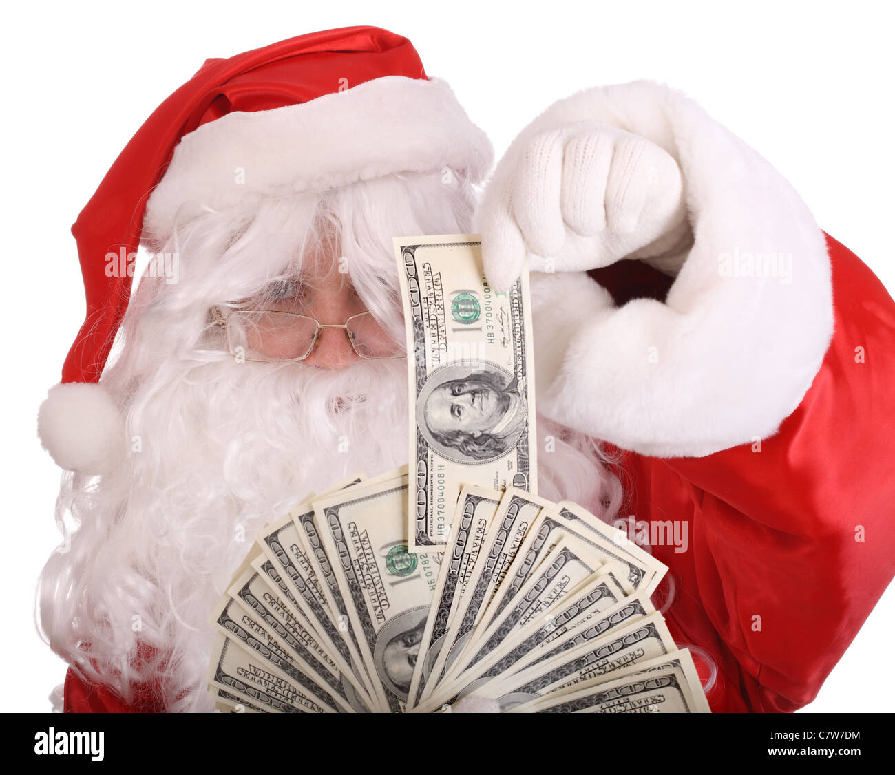 Santa Claus giving money Stock Photo - Alamy