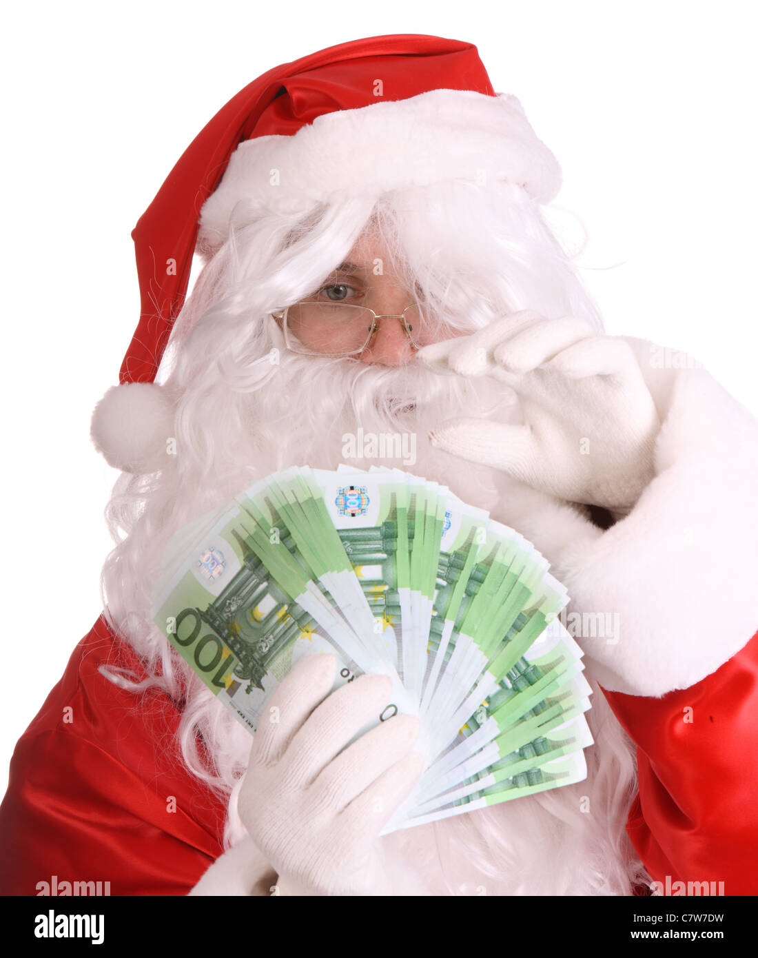 Santa Claus giving money Stock Photo - Alamy