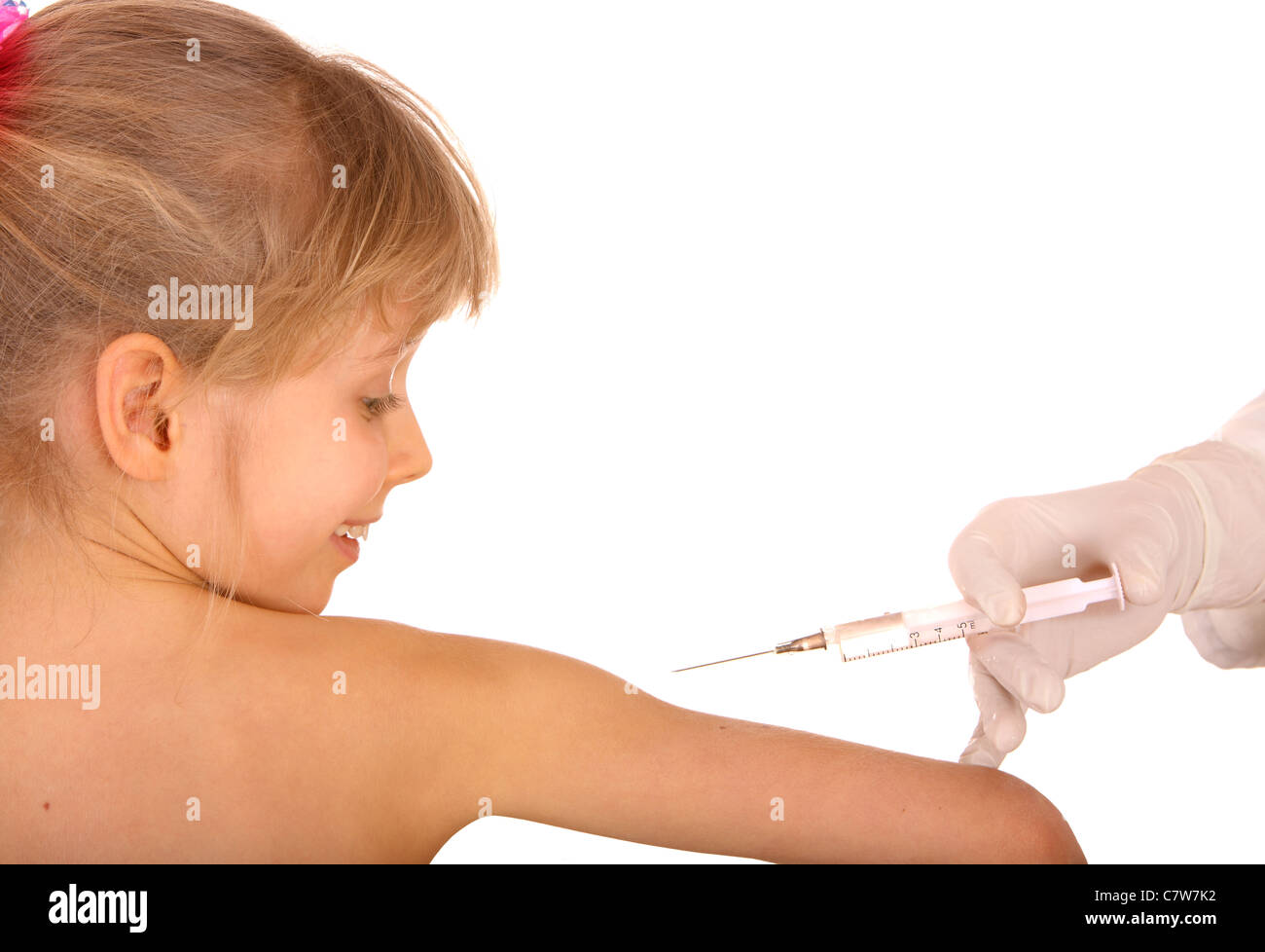 Doctor inoculate child vaccination of syringe Stock Photo - Alamy