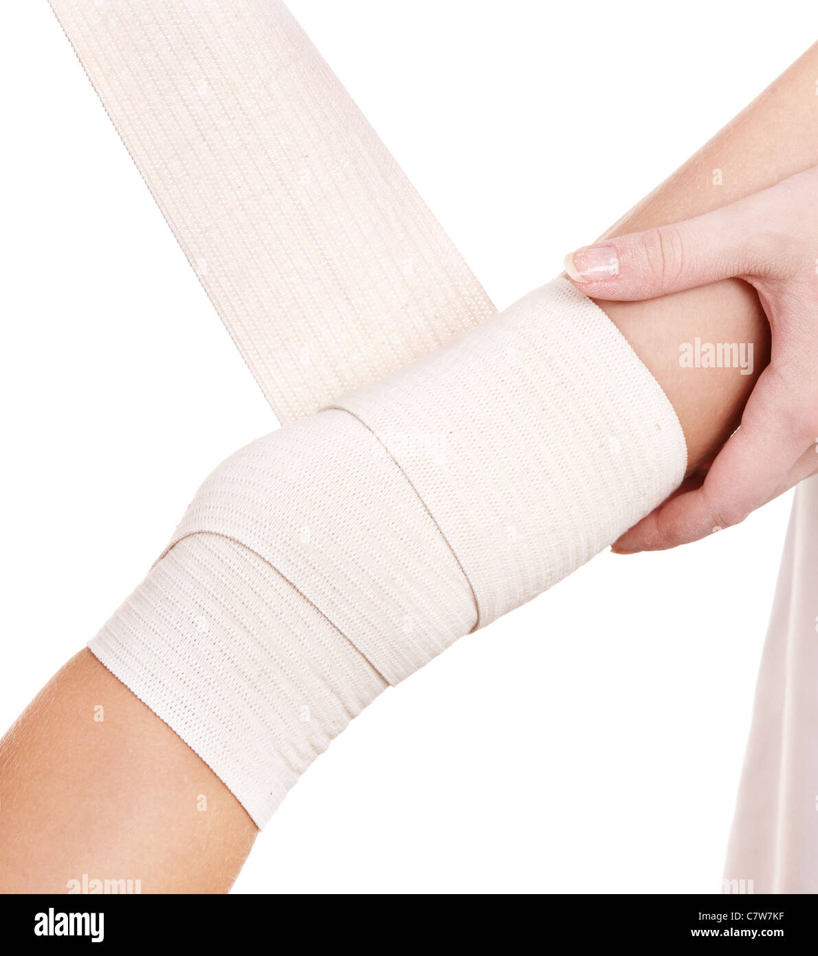 First aid at knee trauma Stock Photo - Alamy