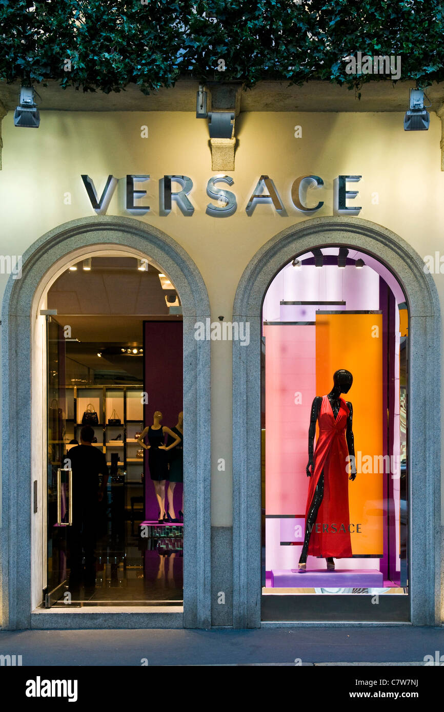 Italy, Lombardy, Milan, Via Montenapoleone, Versace fashion shop Stock ...