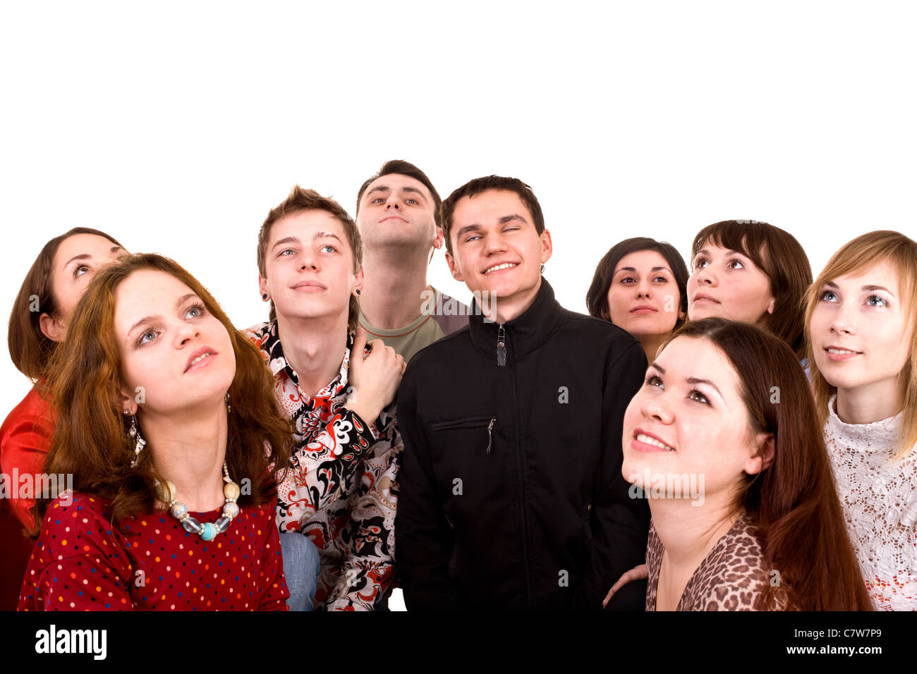 Group people looking up Stock Photo - Alamy