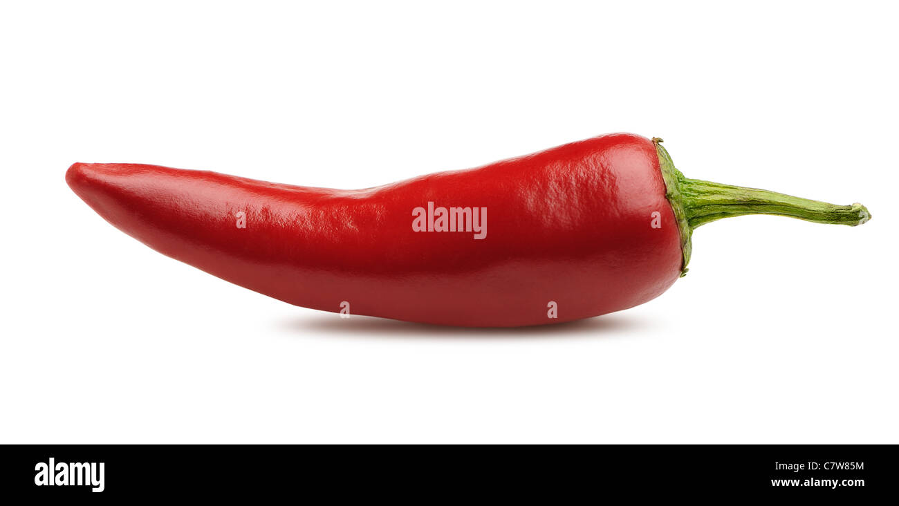 Red bitter pepper with shadow. Isolated on white background Stock Photo ...
