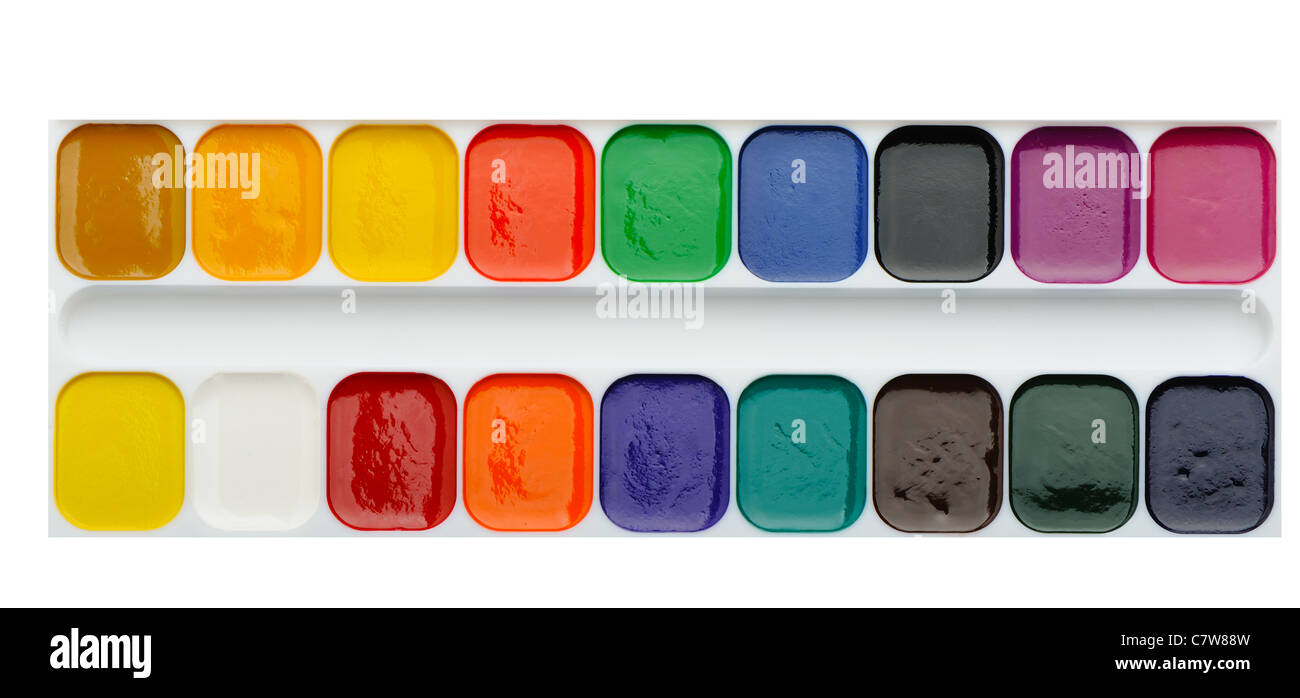 Set of water colour paints. It is isolated on a white background Stock ...