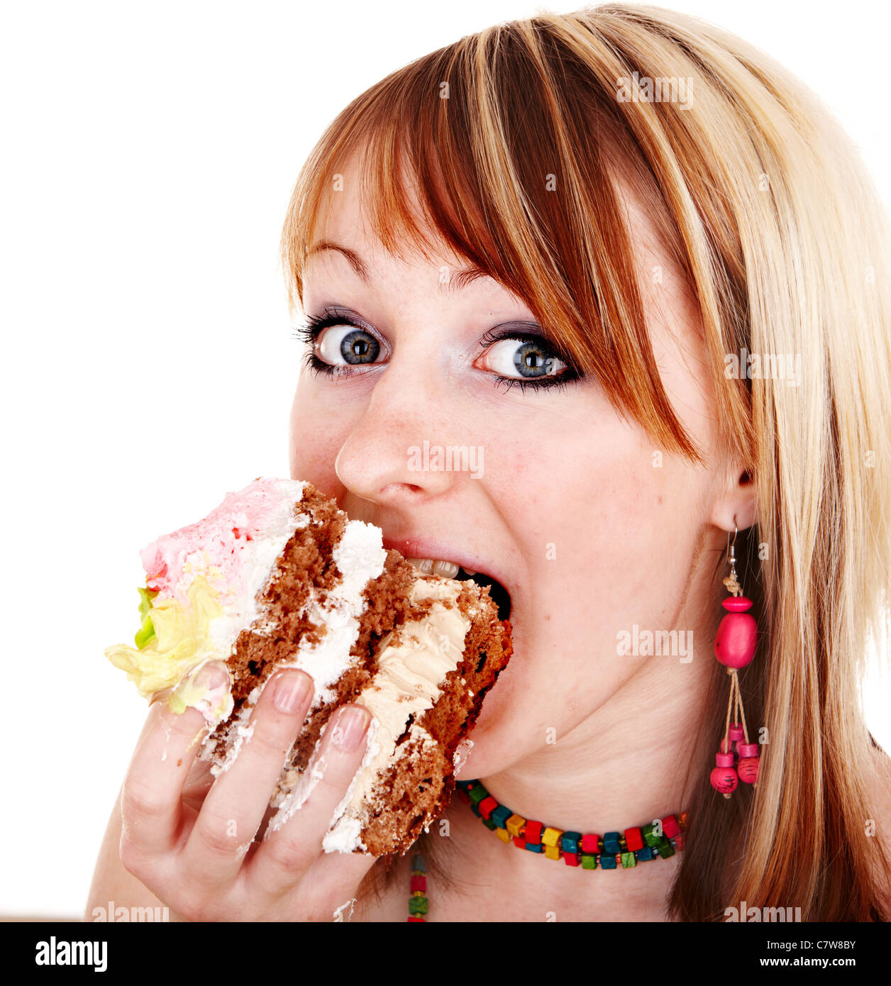 Beautiful girl eating piece cake hi-res stock photography and images ...