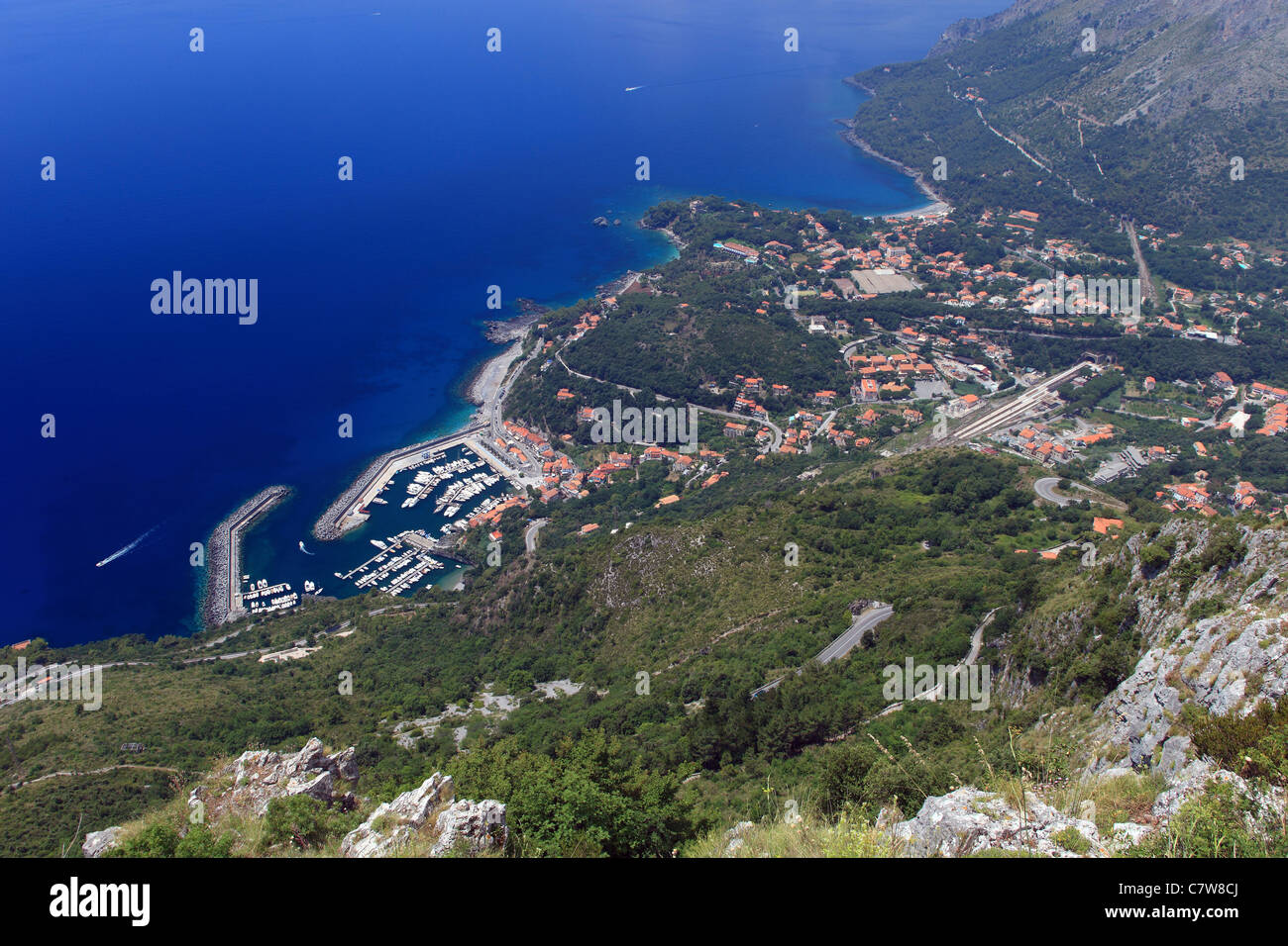 Italy, Basilicata, Maratea, the Harbour and the Coastline Stock Photo ...