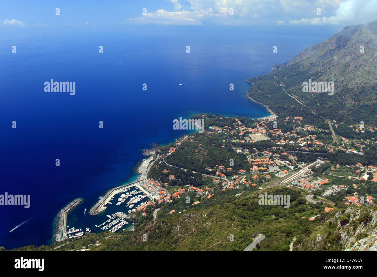 Italy, Basilicata, Maratea, the Harbour and the Coastline Stock Photo ...