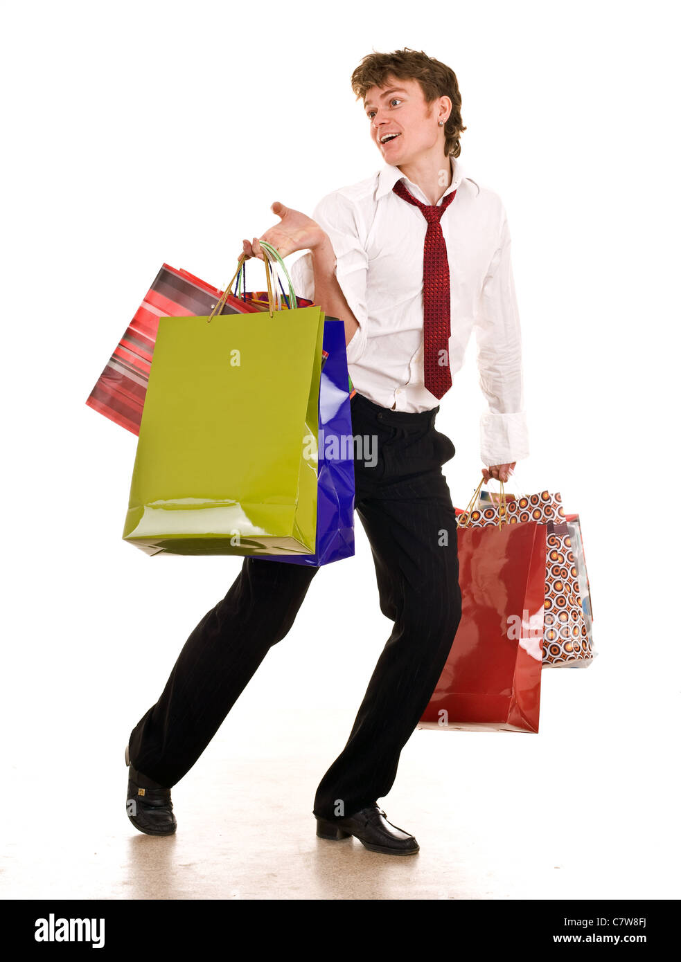 Man with red tie and bag Stock Photo - Alamy