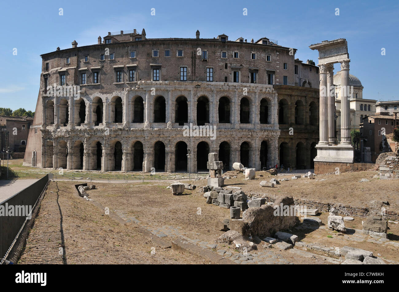 Theatre of Marcellus & Remains of the Temple of Apollo Rome Italy Stock ...