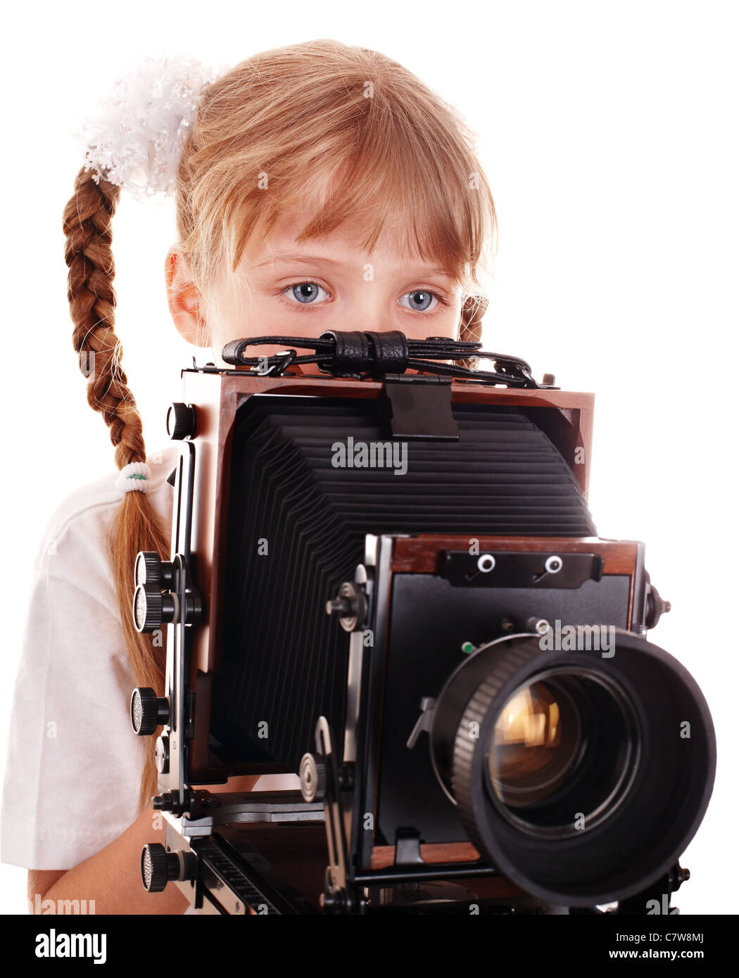 Child with old wood large format camera Stock Photo - Alamy