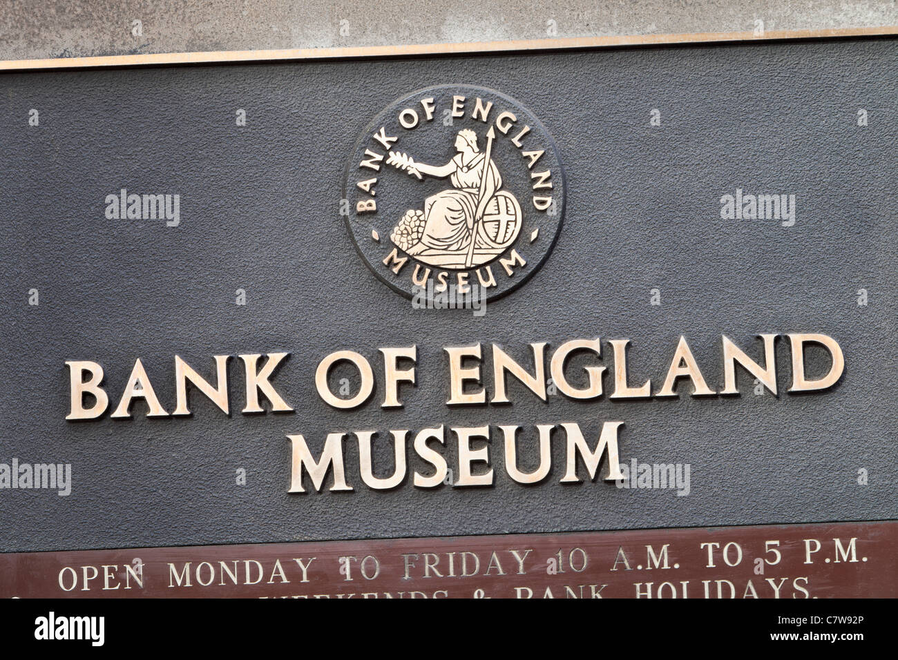 Bank of England Museum sign, London, UK Stock Photo - Alamy