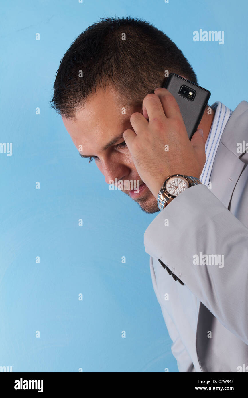 business man talking with mobile Stock Photo - Alamy