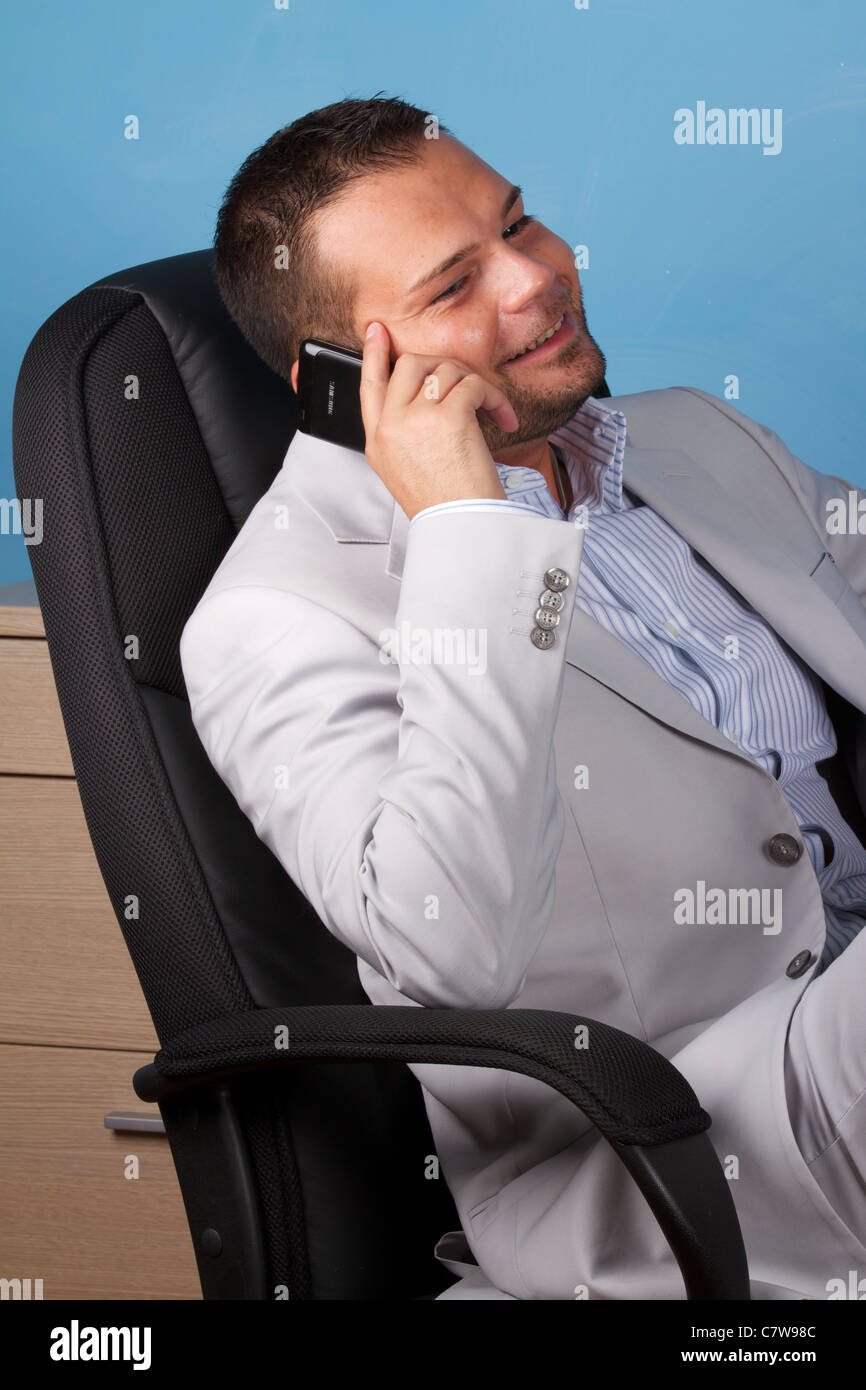 business man talking with mobile Stock Photo - Alamy
