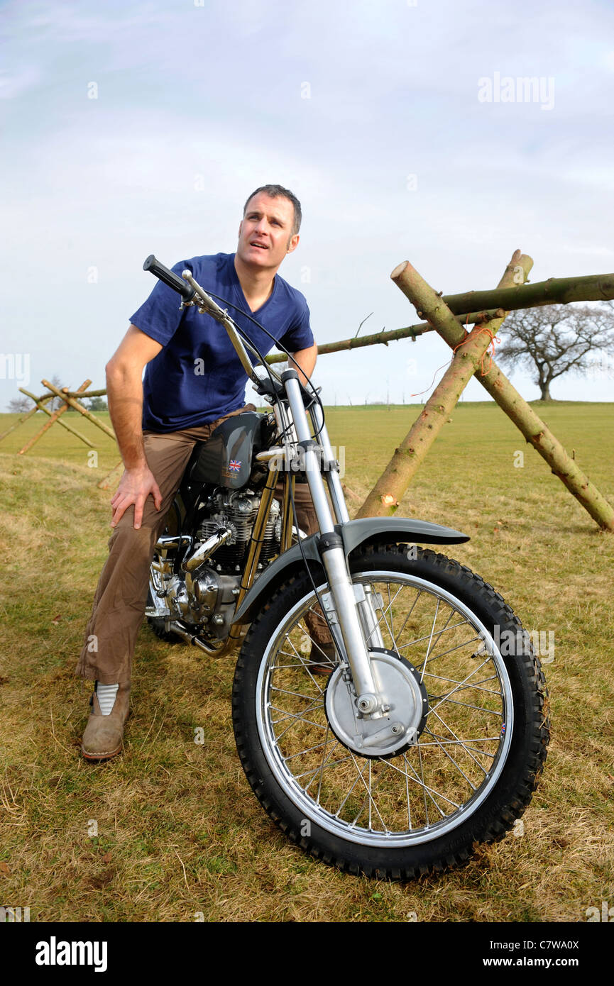 Motorcycle trials rider Steve Colley at Carswell Golf Club, Oxfordshire ...