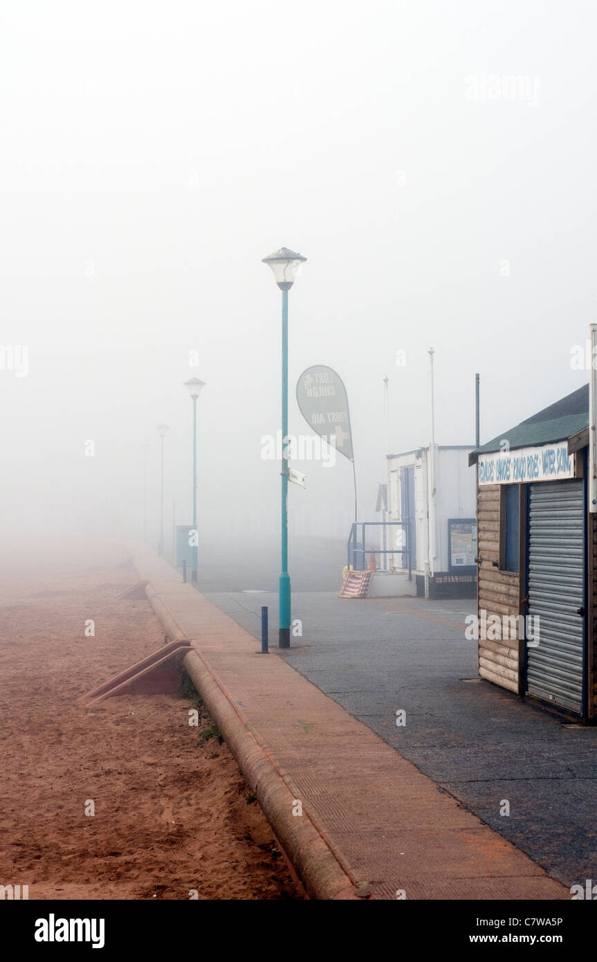 Beach in Haar,Sea mist,Paignton,Devon,out of season,In meteorology ...