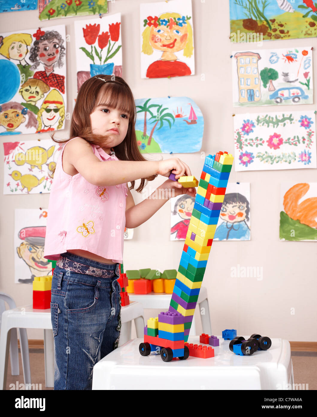 Child play block in play room. Preschool Stock Photo - Alamy