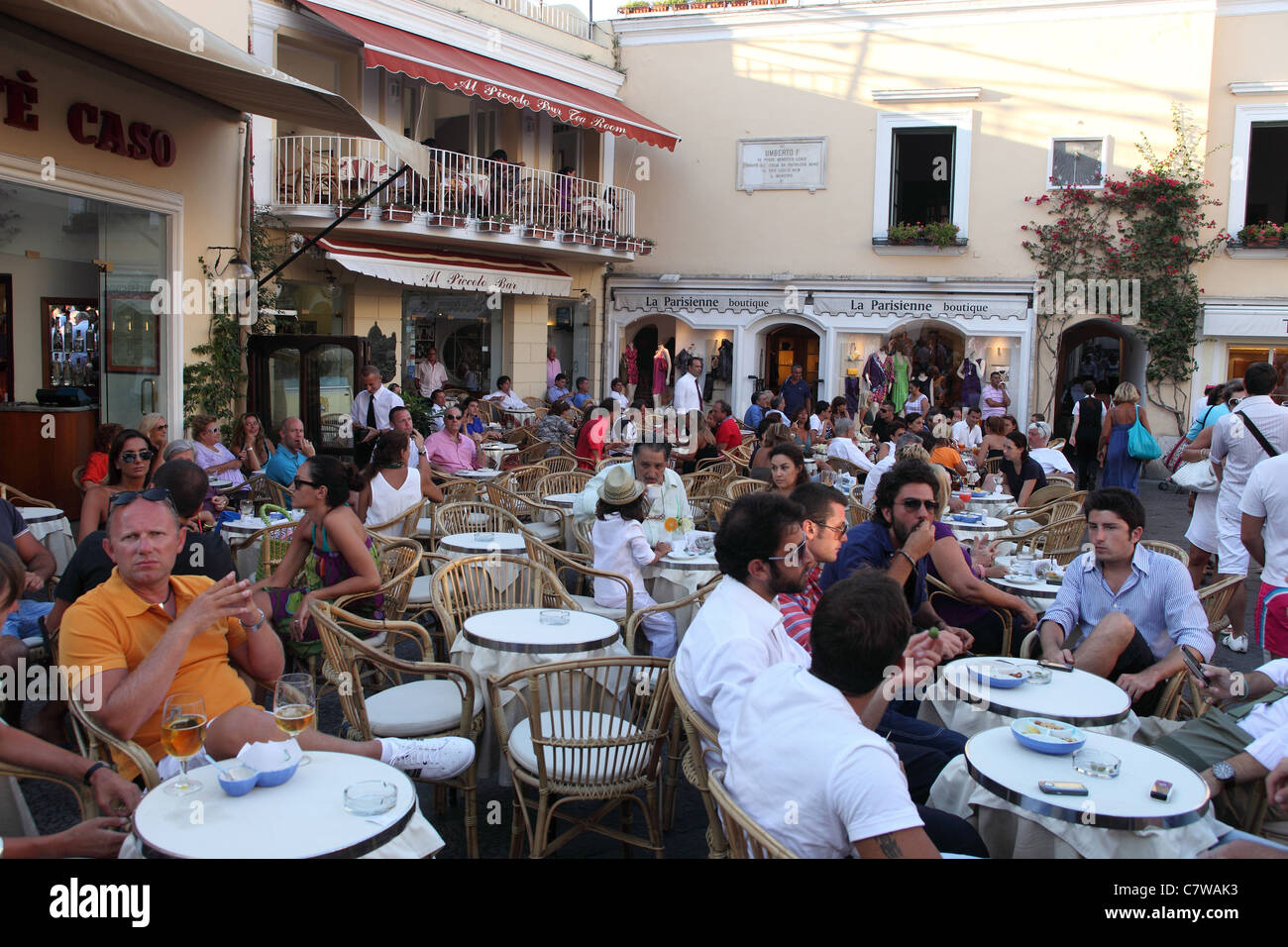 Italy, Campania, Capri, the Main Square La Piazzetta, Umberto I Square ...