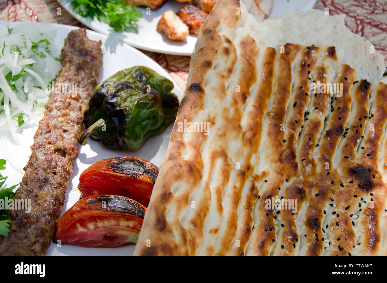 Eastern Turkey, Upper Mesopotamia, Adiyaman. Typical Turkish food, flat ...