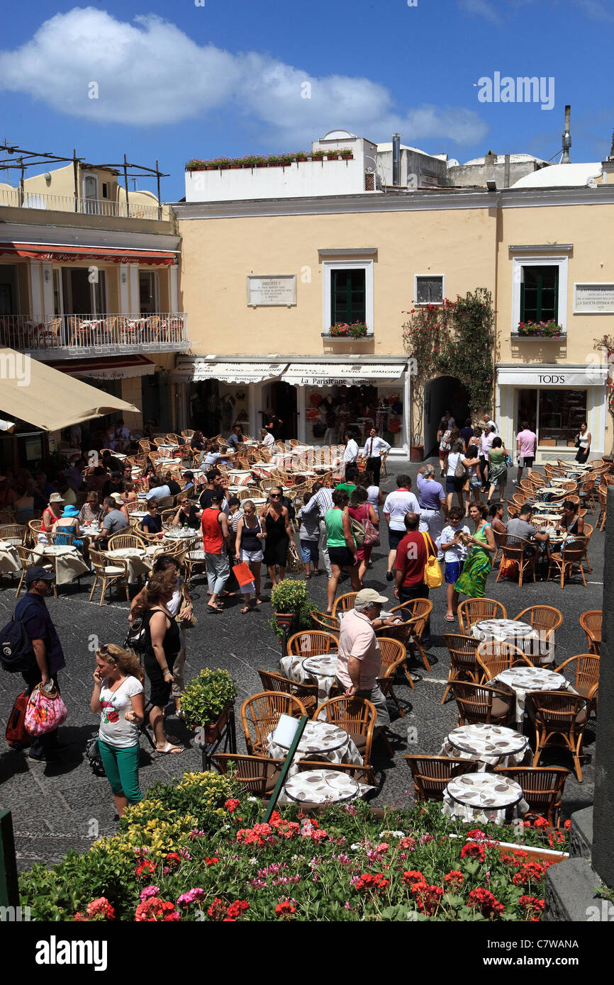 Italy, Campania, Capri, the Main Square La Piazzetta, Umberto I Square ...