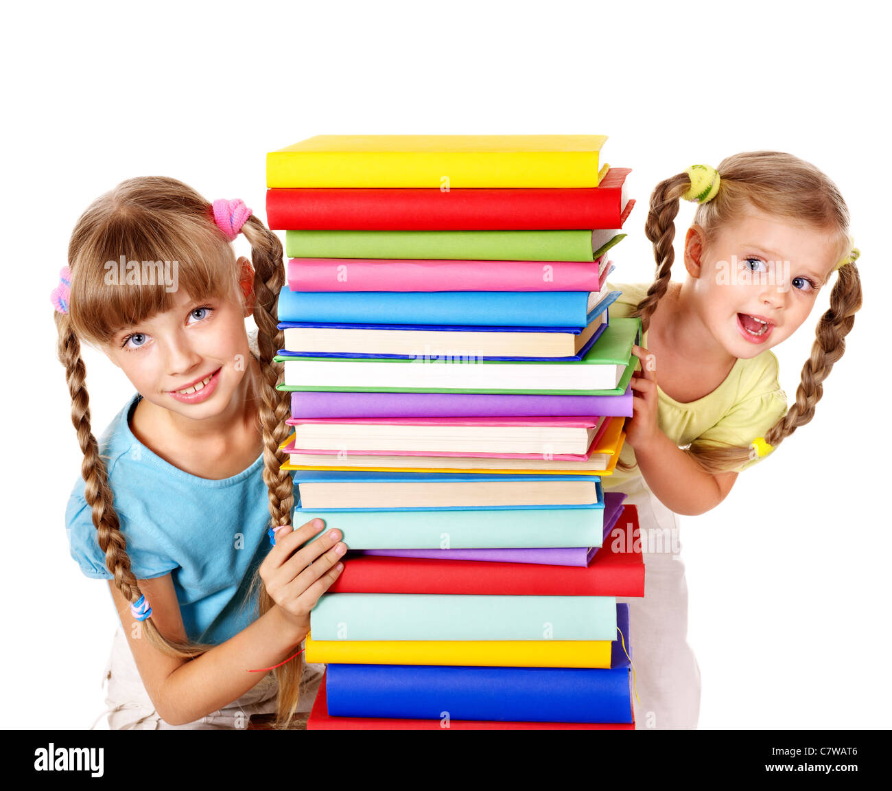 Children holding stack of book Stock Photo - Alamy
