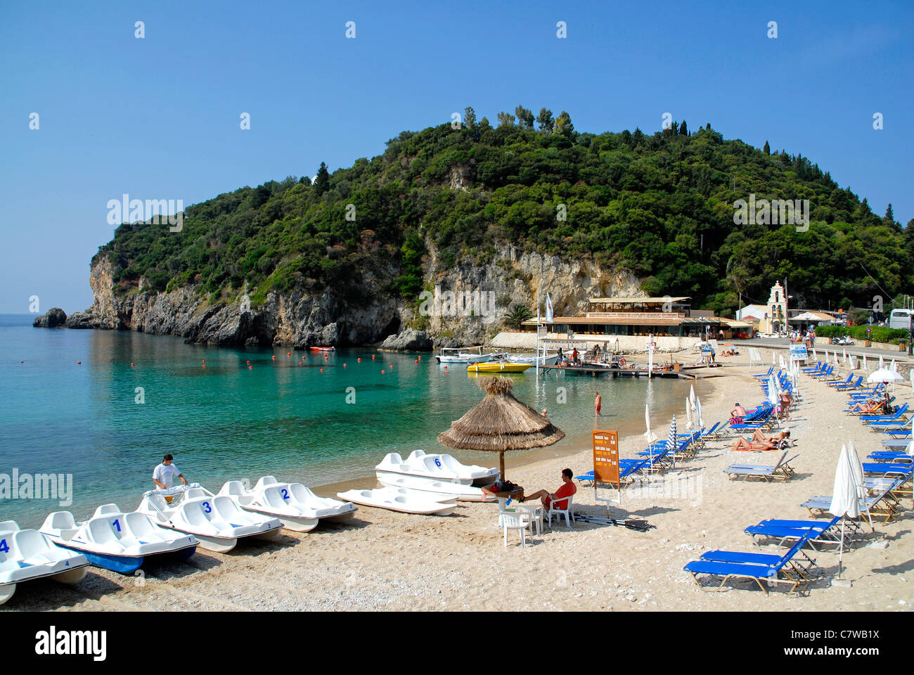 Beach front at Paleokastritsa Corfu Stock Photo - Alamy