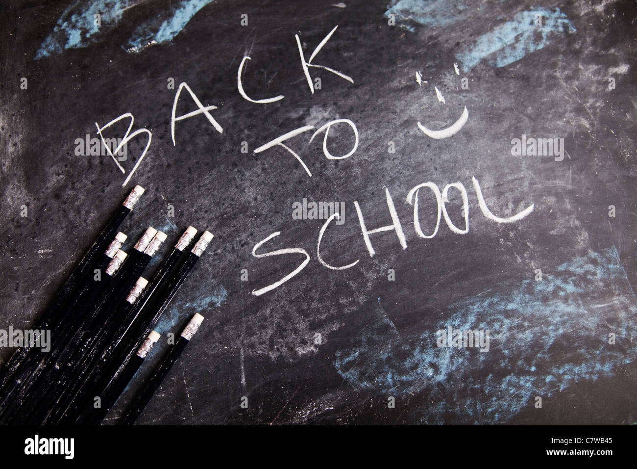 Back to school - inscription on blackboard Stock Photo - Alamy